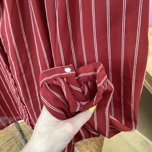 Vintage | Tops | Vintage Red Striped Button Down Blouse | Poshmark
